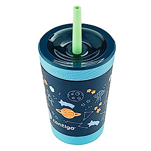 Contigo Kids Spill-Proof Tumbler with Leak-Proof Lid and Straw, 12oz Vacuum-Insulated Stainless Steel BPA-Free Water Bottle, Fits Most Cup Holders & Dishwasher Safe, Blue Raspberry Cosmos