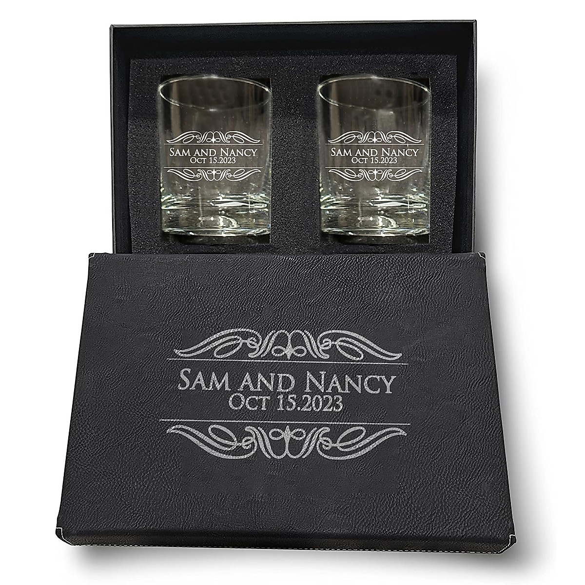 Etched Scotch Glass,Personalized Rocks Glass, Custom Whiskey Glass, Engraved Bourbon Glass, His and her name engraved scotch Glasses, Customized Snifter Glass