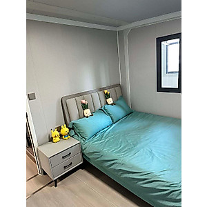 Generic Prefabricated Customizable Mobile House with Lockable Doors and Windows, Outdoor Storage Sheds with Cabinet and Restroom, Spacious Rooms (20FT), Black, 20-FOOTER