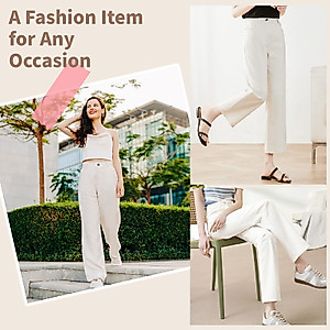 BOSREROY Wide Leg Jeans for Women, Women's High WAIS Jeans t Highly Elastic Comfort Pants for Women Girls Casual Pants White