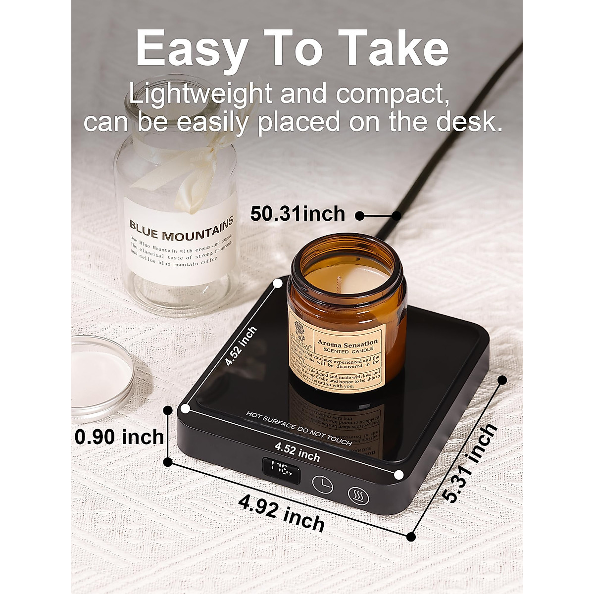 Rigstne Coffee Mug Warmer - 20W Portable Mug Warmer for Desk, Coffee Cup Warmer with Auto Shut Off, Candle Warmer Plate for Travel, Office and Home, Black (No Cup)