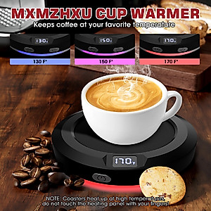 MXMZHXU Mug Warmer, 30W Coffee Mug Warmer with 3 Temp Setting & Ambient Light, 2-12 Timer Smart Cup Warmer for Desk Candle Warmer Plate for Beverage Coffee Tea Milk