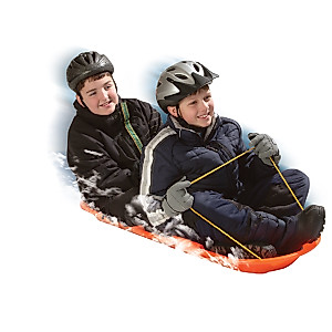 ESP 48" Day Glow Sno-Twin Toboggan – Two-Rider Sled – Tough Polyresin, Diamond-Polished Bottom – Neon Orange 1143