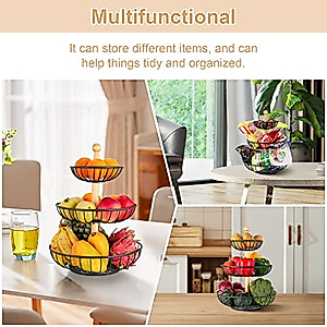 NEW POPU Fruit Basket Stand, 3 Tiered Round Fruit Bowl Vegetables Storage for Kitchen Countertop, Detachable Fruit Holder Baskets for Produce Snacks