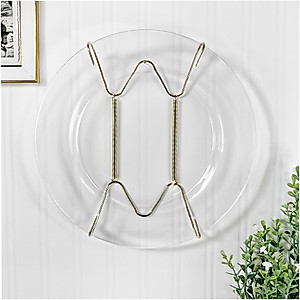 Plymor Gold Finish Wall Mountable Tray and Platter Hanger, 8.25" H x 4.75" W x 0.875" D (For Trays or Platters 10" - 16")