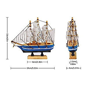 Dedoot Wooden Sailboat 6 Pack Miniature Sailboat Model Ship Nautical Decor Tabletop Decorative Ornament for Ocean Theme Home Decor, 5.5x5x1.2 Inch