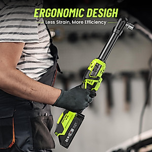 Robustrue 3/8" Cordless Ratchet Wrench, 58Ft-lbs (80N.m) 400RPM Light Weight Electric Ratchet, 6'' Extended Neck, 2x2.0Ah Battery, 8 Sockets, 3" Extension Bar, LED Light (RH80B)