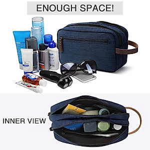 TOUPONS Men's Travel Toiletry Organizer Bag Dopp Kit, Bathroom Bags (Blue Water-resistant)