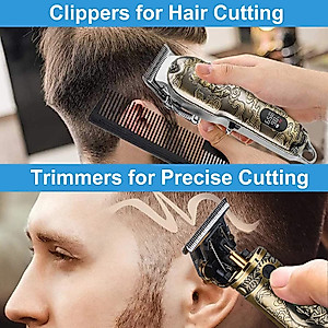 Suttik Professional Hair Clippers and Electric Shavers Set, Beard Trimmer for Men Electric Razor Beard Grooming Kit Hair Trimmer with 2 Foil Head and Limit Combs, Gift for Men,Bronze