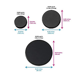 MELANNCO Round MDF Wall Hook, Set of 3, Black