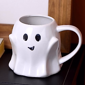 Yopcuvi Ghost Mug, Ceramic Ghost Coffee Mug, Halloween Ghostface Mug, 14 Fl Oz