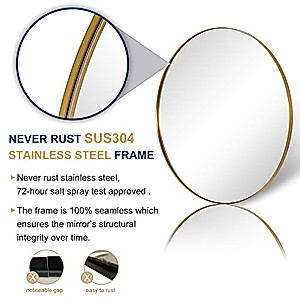 ANDY STAR Round Gold Mirror, 30'' Brass Mirror with Brushed Gold Frame, Wall Mounted Stainless Steel Metal Frame Round Mirror for Bathroom, Living Room, Bedroom