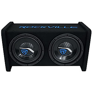 Rockville RV208P Dual 8" 800w Car Audio Subwoofers in Vented Sub Enclosure Box,Black