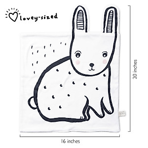 Wee Gallery Organic Snuggle Blanket (Bunny) - for Babies, Cotton Jersey and Sherpa, Soft Soothing Plush Blankie, Lovey, Baby Gift for Newborn Boys and Girls
