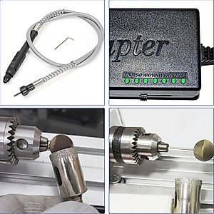 Mini Wood Lathe Machine, 12V- 24VDC,7 Variabla Speeds 4000-9000 RPM, with Wood Lathe Milling Accessories, for Wood Polishing, Grinding, Cutting and Milling DIY... (B)