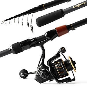 KINGSWELL Telescopic Fishing Rod and Reel Combo, Premium Graphite Carbon Collapsible Fishing Pole with Spinning Reel, Portable Travel kit for Adults Kids