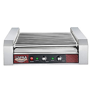 Great Northern Popcorn 11 Hot Dog Machine Countertop Roller with Dual Temperature Zones Makes Up to 30 Hotdogs, Brats, or Sausages