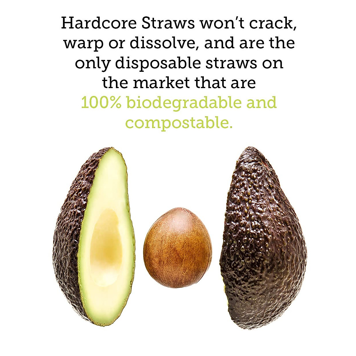 Hardcore Avocado Straws - 100% Biodegradable & Compostable - Made From Avocado Pits