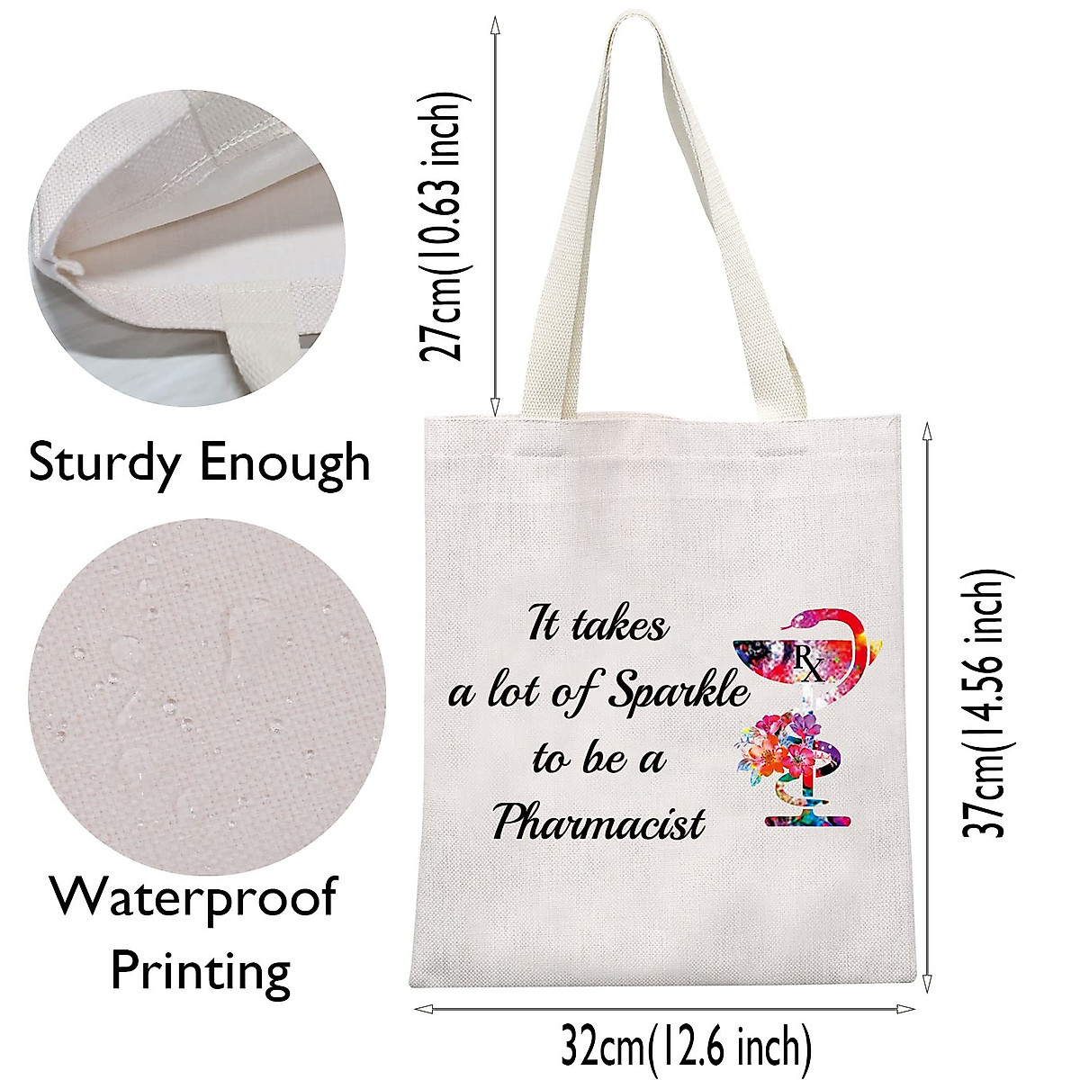 VAMSII Pharmacist Tote Bag RX Gift Pharmacy Technician Gift Pharmacy Reusable Shopping Bag Doctor RX Student Graduation Gift (TOTE BAG)