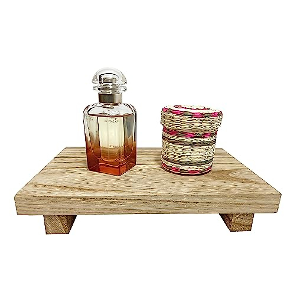 Laual Designs Small Wooden Riser Plant Stand | Rustic Home Décor Pedestal Stand | Handmade Bathroom Decor | Soap Tray | Wood Stand | Decorative Tray Kitchen Décor Farmhouse Decor | Natural