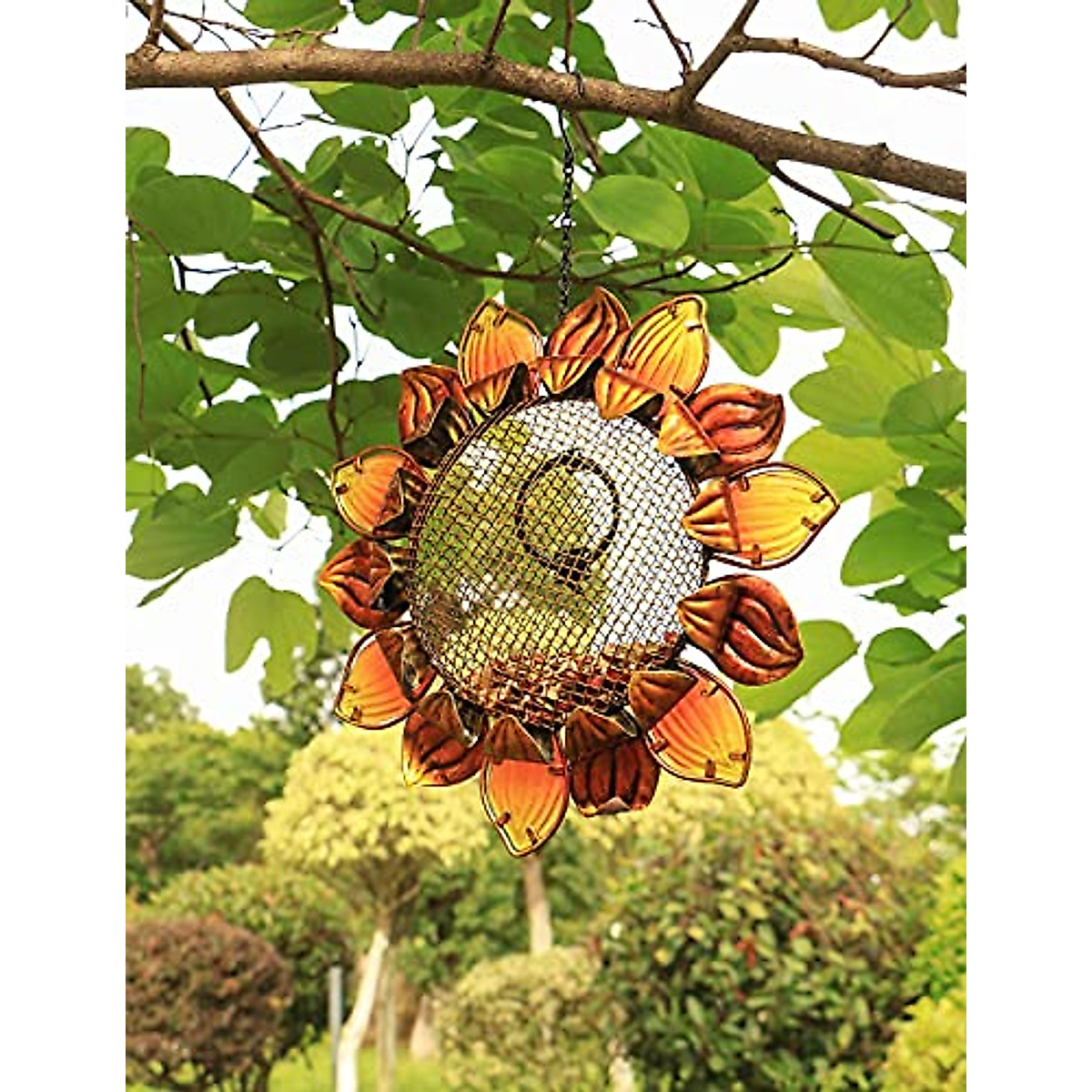 MUMTOP Wild Bird Feeders 14" Metal Sunflower Outdoor Bird Breeders Can Hang in Patio Garden Trees with Hook