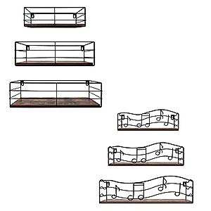 CRUGLA Floating Bathroom Wall Mounted Shelves 6 Sets