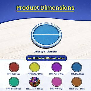 MR CHIPS Magnetic Bingo Chips with Metal Ring 3/4 Inch 300 Upgraded Pieces Blue Transparent - Available in 7 Colors A Reusable Storage Bag