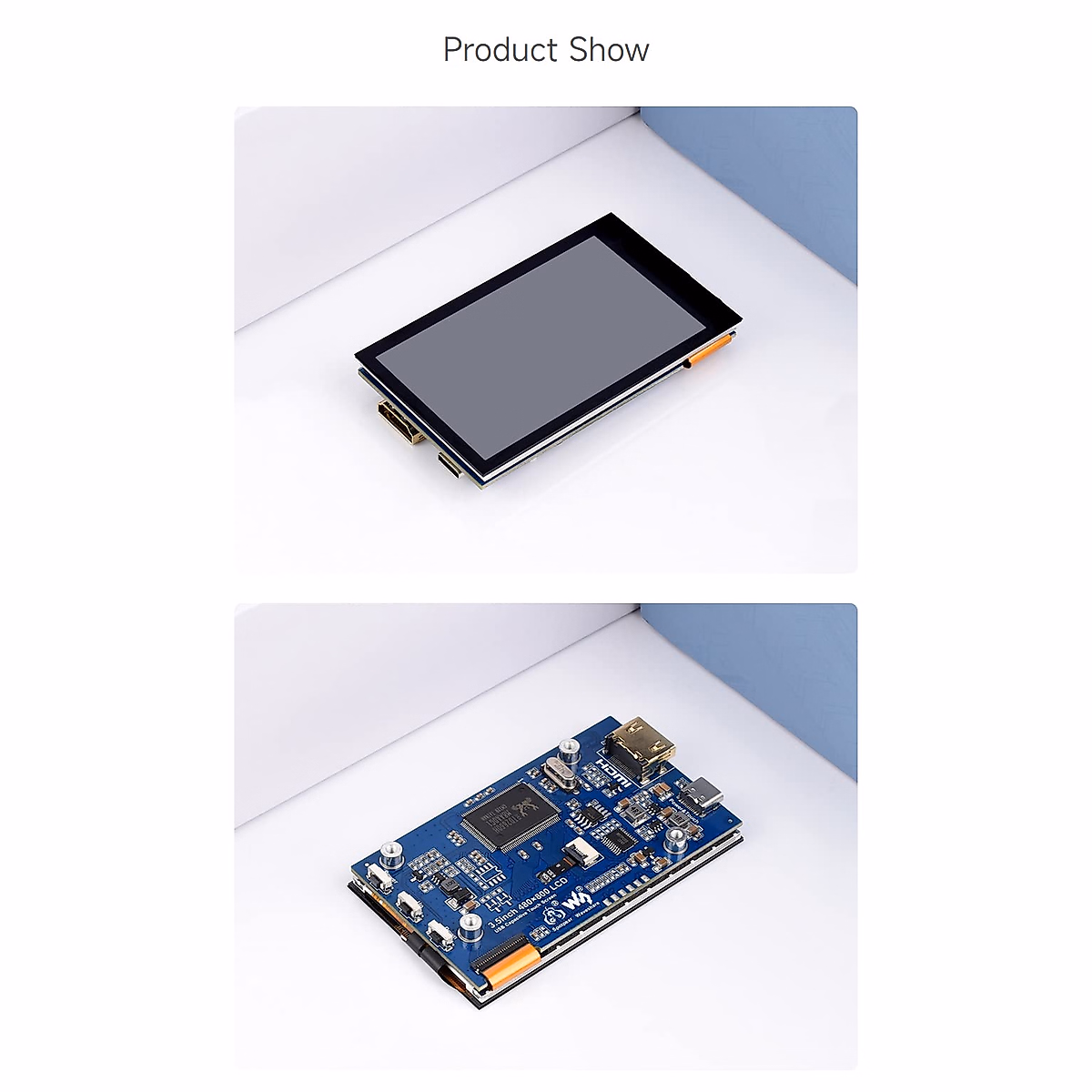 waveshare 3.5inch IPS Capacitive Touch LCD Display, Compatible with Raspberry Pi 5/4B/3B/Zero/Zero W/Zero 2W/Pico/Pico W/Pico WH, 480×800, Adjustable Brightness
