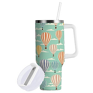 CIJEMAPW Retro Travel Insulated Tumblers Balloons 30 oz Water Bottles Travel Mug with Handle and Straw Lid Leakproof School Work Outdoor for Women & Men