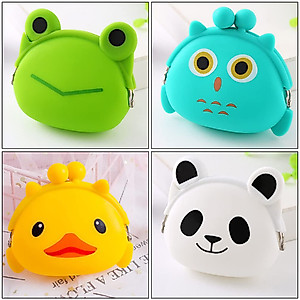 Mini Cute Silicone Coin Bag: Kids Cartoon Animal Change Pouch Small Silicone Purse for Children Toddlers Coin Change Earphone Container 4pcs Random Style