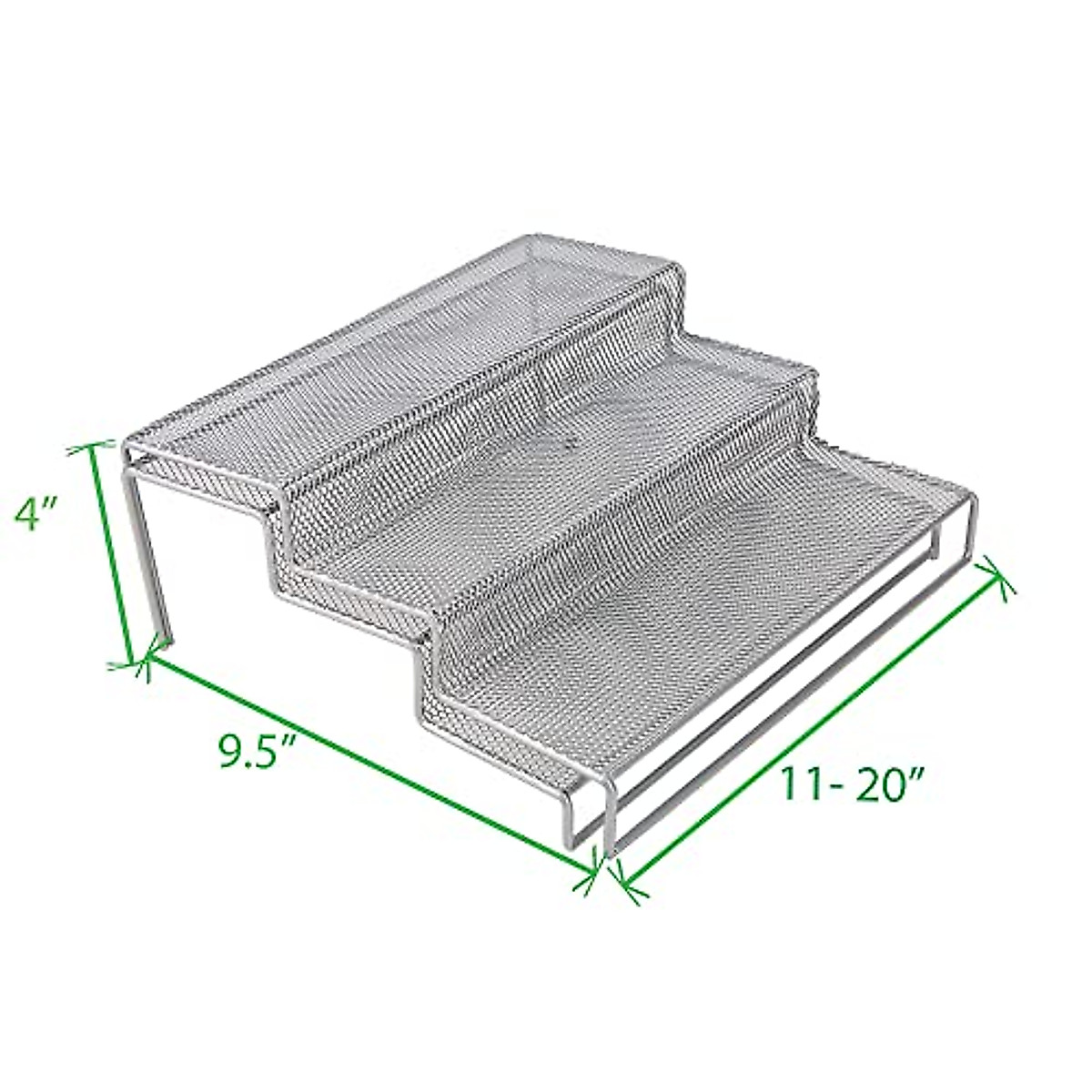 Mind Reader 3 Tier Metal Mesh Kitchen Storage Organizer, 2 Pcs, Silver