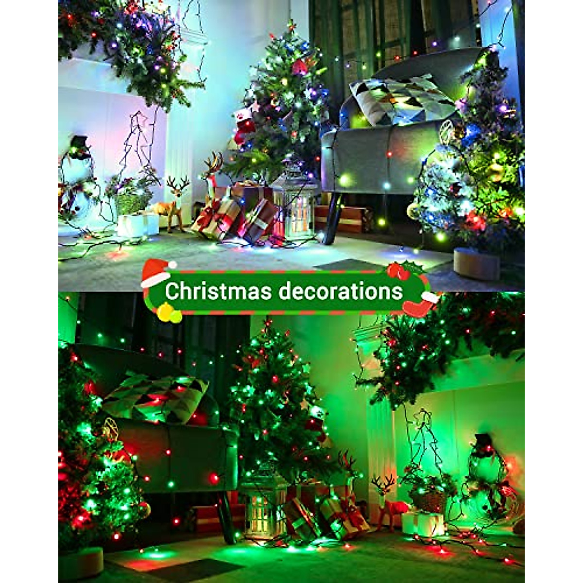 Flacchi Color Changing String Lights with Remote Control/Timing Function/Indoor & Outdoor RGB 105Ft 300LED Christmas Lights for Halloween, Christmas Decor, Garden, Party, Xmas Decorations