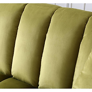 Legend Furniture Convertible Comfortable Sleeper Velvet Sofa Couch with Storage for for Living Room Bedroom Sofabed, 83'', Green