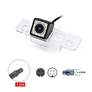 eHANGO Car Rear View Camera with 4 Pin to RCA Cable Bracket License Plate Lights Housing Mount for Ford Mondeo/Ford Fusion/Ford Fiesta/Ford Classic/Ford Ikon/Ford Flex (12 LED)