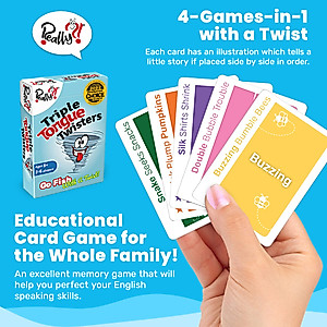 Really?! Triple Tongue Twisters - Go Fish with A Twist, Hilarious Family Party Speech & Memory Card Game, Ages 8+