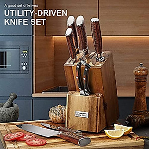 Aroma House 8-Piece Chef Cleaver Knife Set with Block,Professional Kitchen Knife Set, High Carbon German Stainless Steel Kitchen Knife with Ergonomic Handle for Home,Kitchen & Restaurant.