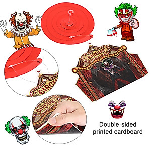 30 Pieces Halloween Clown Hanging Swirl Decorations Horror Joker Cutouts Circus Foil Ceiling Decor Halloween Creepy Carnival Decor, 7.09 x 7.09 Inch