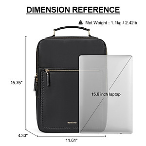 BOSTANTEN Leather Laptop Backpack for Women Large Capacity 15.6 inch Computer Bag Casual College Daypack Travel Bag Brown