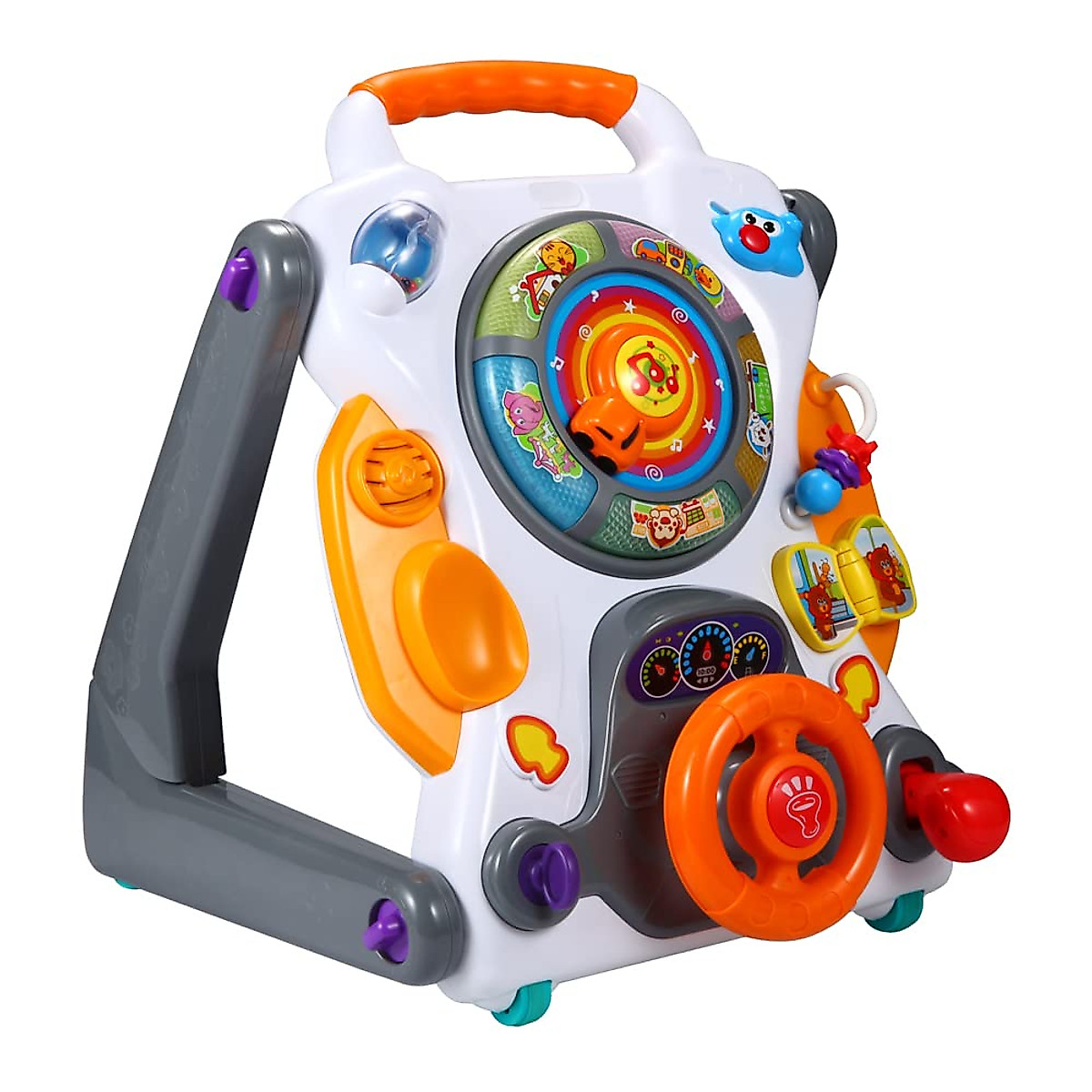 NuoPeng 3 in 1 Baby Sit-to-Stand Walker, Activity Center, Entertainment Table, Drawing Board (Yellow with Green)