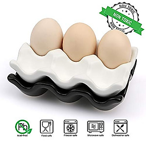 AbbyCindy 6 Cups Egg Tray Serveware, Eggs Dispenser, Egg Holder Set Kitchen Restaurant Fridge Storage Decorative Accessory (White,2 pack)