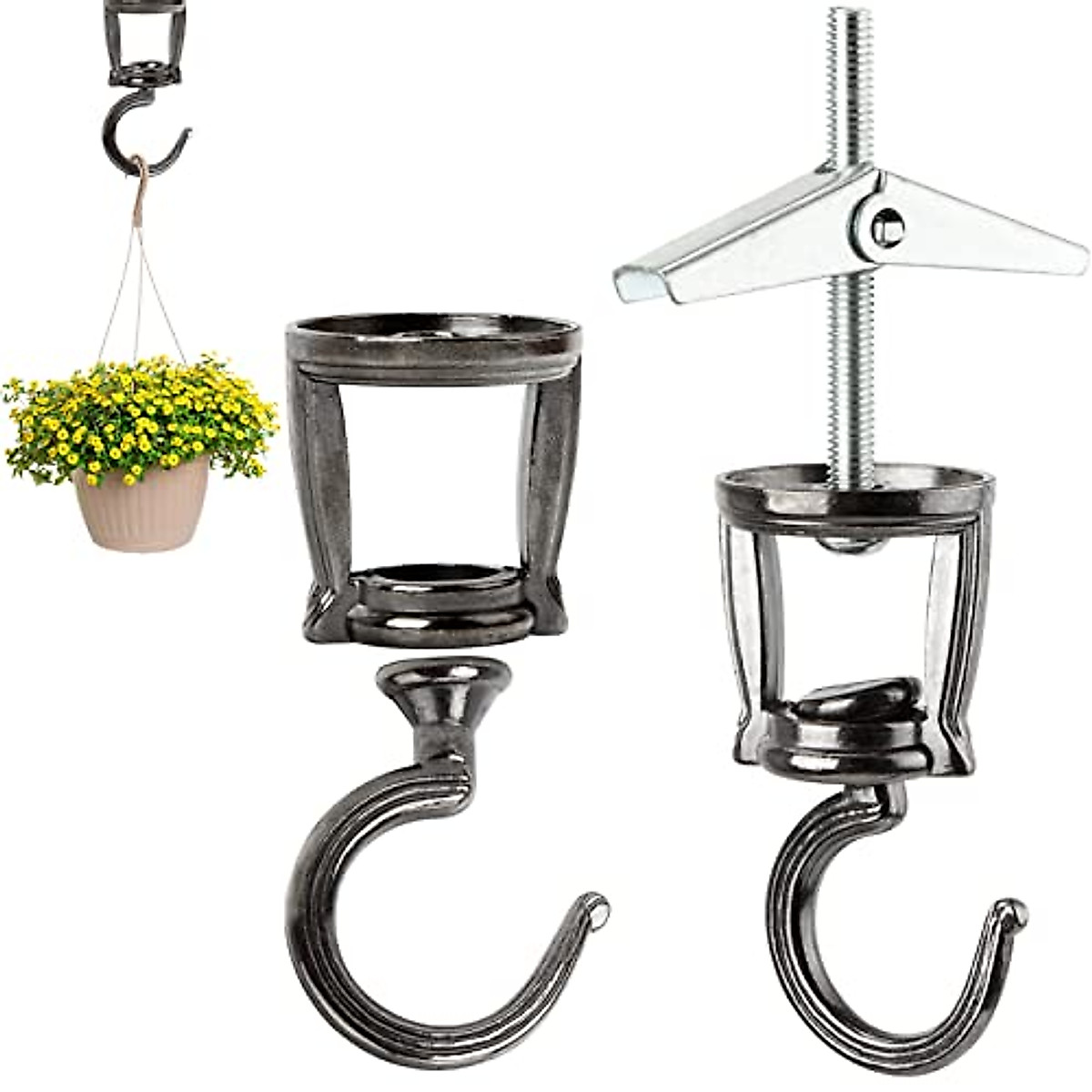 foxwake Ceiling Hooks for Hanging Plants 10set, Heavy Duty Swivel Hook with Toggle Wing, Swag Anchors for Lamp Light Basket Pot Holiday Decorations Vegetables Fruit Chandelier