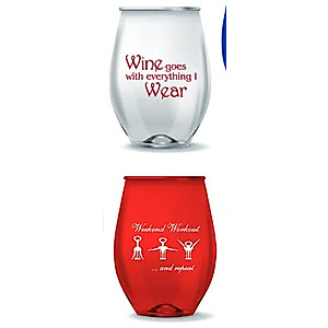 Pen Kit Mall PKM - Stemless Wine Glasses - Set of 12 - NOVELTY FUNNY SAYINGS - CAMPING -CHRISTMAS - NEW YEARS HALLOWEEN (NOVELTY FUNNY SAYINGS)