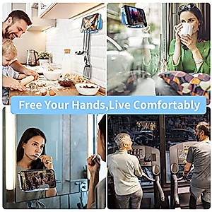 Wall Phone Holder, xuenair Adhesive Wall Mount Phone Holder, Adjustable Angle Cell Phone Wall Mount Holder with Hooks for Bathroom Bedroom Kitchen Or Dorm(Blue)