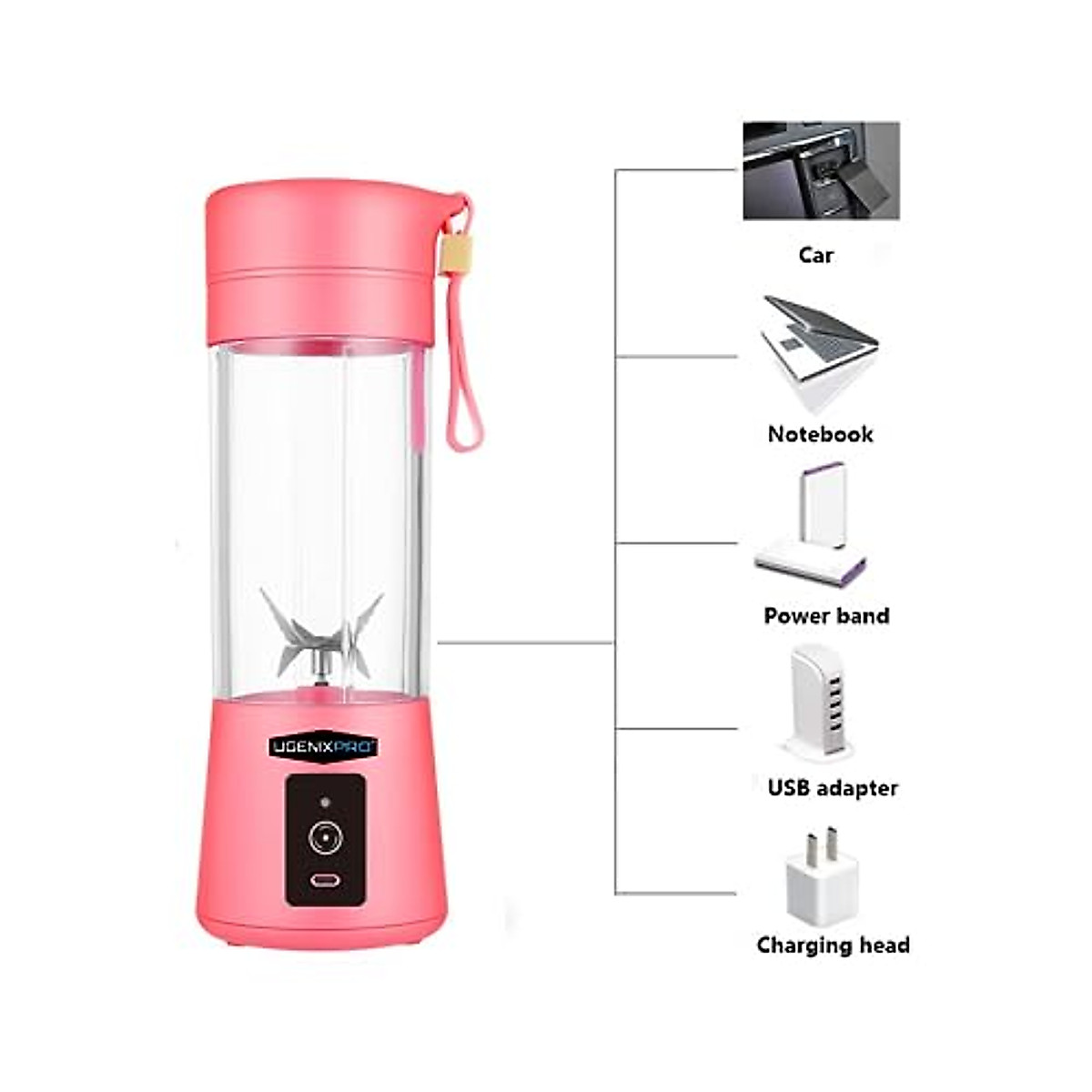 UgenixPRO® Electric USB Portable Juicer Mini Blender and Smoothies Six Blades Great for Mixing Portable Blender (Green)