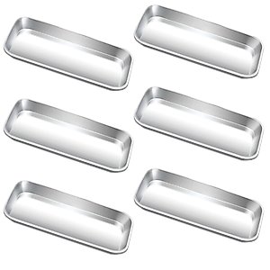 Yzurbu 6pcs Metal Tray, Stainless Steel Small Tray for Tattoo, Resin, Bathroom, Lab Instrument Supplies
