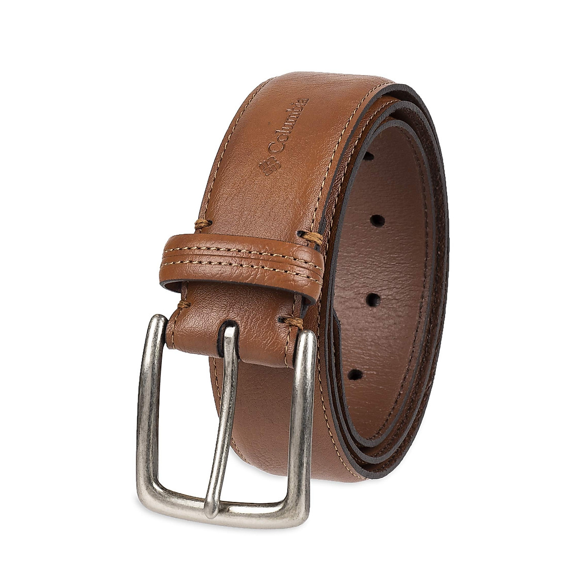 Columbia Men's Trinity Logo Belt-Casual Dress with Single Prong Buckle for Jeans Khakis , Tan, 42