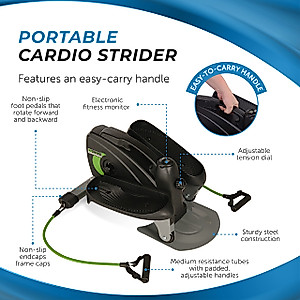 Stamina InMotion Compact Strider - Seated Elliptical with Smart Workout App - Foot Pedal Exerciser for Home Workout - Up to 250 lbs Weight Capacity