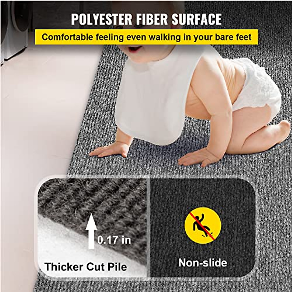 Happybuy Gray Marine Carpet 6 ft x 13.1 ft Boat Carpet Rugs Indoor Outdoor Rugs for Patio Deck Anti-Slide TPR Water-Proof Back Cut Outdoor Marine Carpeting Easy Clean Outdoor Carpet Roll