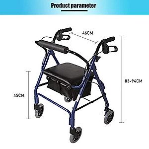Walker,Rollator Lightweight Folding Walker with Seat 4 Wheeled Walking Frame with Brakes Carry Bag Adjustable Height Perfect for Indoor and Outdoor Outdoor