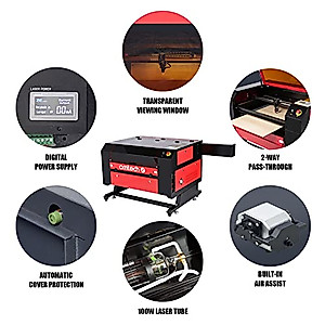 OMTech 100W CO2 Laser Engraver, 100W Laser Cutter and Engraver Machine, 20x28 Industrial Laser Engraving Machine with 2 Way Pass Through Air Assist RDWorks, Laser Cutting Machine for Wood Acrylic More